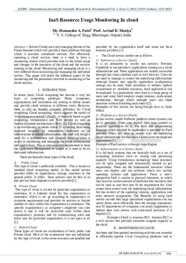 (PDF) IaaS Resource Usage Monitoring In cloud