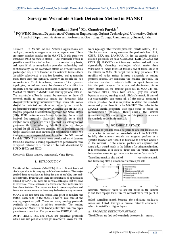 (PDF) Survey on Wormhole Attack Detection Method in MANET