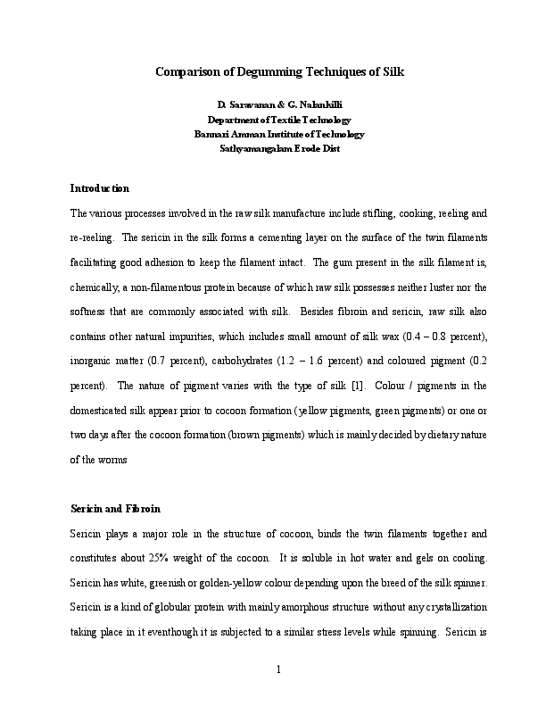 (DOC) Comparison of Degumming Techniques of Silk | hodtxt BIT ...