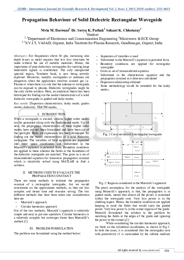 Pdf Propagation Behaviour Of Solid Dielectric Rectangular Waveguide