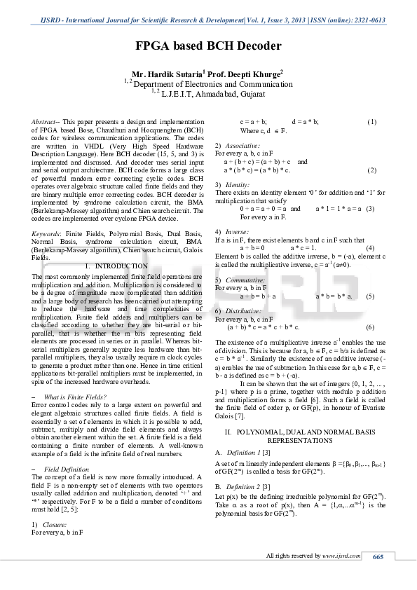 (PDF) FPGA based BCH Decoder (PDF) FPGA based BCH Decoder