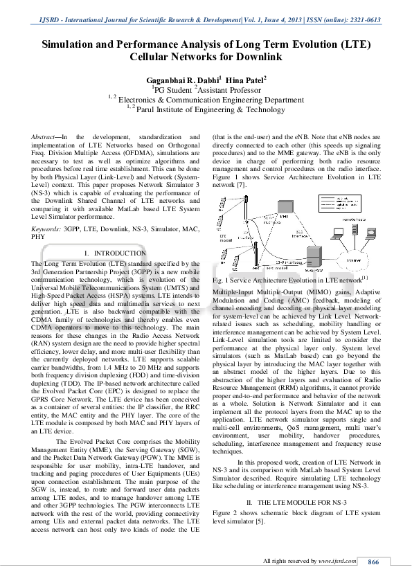 Pdf Simulation And Performance Analysis Of Long Term Evolution Lte Cellular Networks For