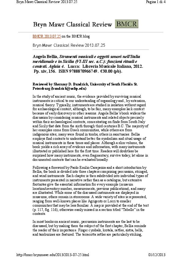 (PDF) Angela Bellia, Strumenti musicali e oggetti sonori nell’Italia ...