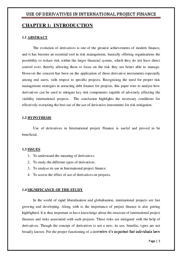project finance chapter pdf