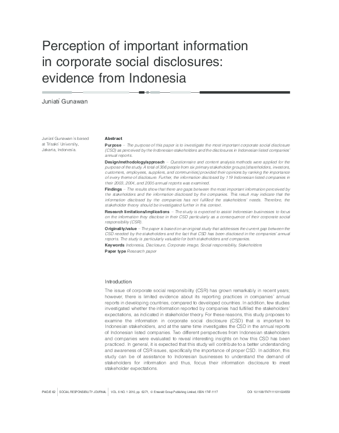 (PDF) Perception of important information in corporate social ...