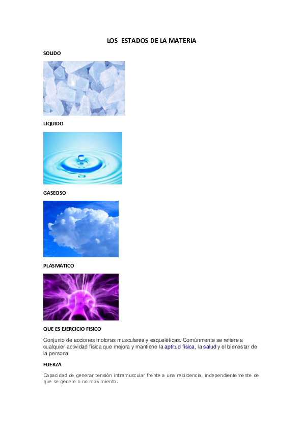 (DOC) LOS ESTADOS DE LA MATERIA SOLIDO LIQUIDO GASEOSO