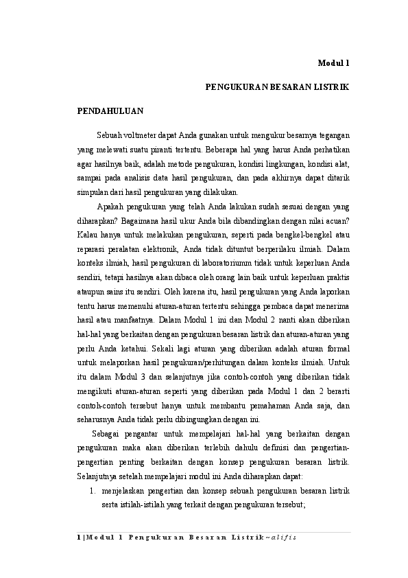 (PDF) Modul 1 - Pengukuran Besaran Listrik