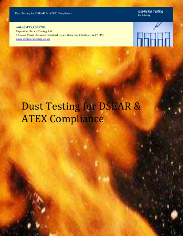 (PDF) Dust Testing for DSEAR & ATEX Compliance Explosion Testing for ...