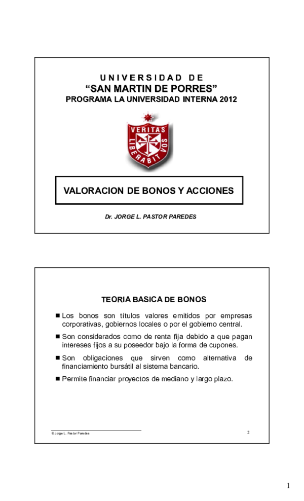 (PDF) VALORACION DE BONOS Y ACCIONES