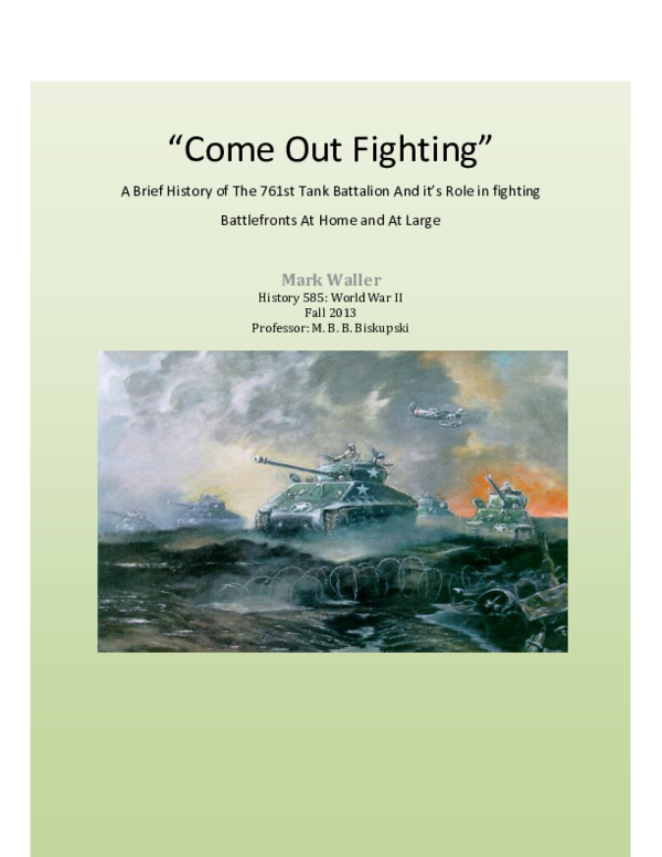 (DOC) "Come Out Fighting" A Brief History of The 761st Tank Battalion ...