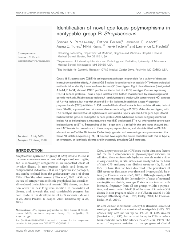 (PDF) Identification of novel cps locus polymorphisms in nontypable ...