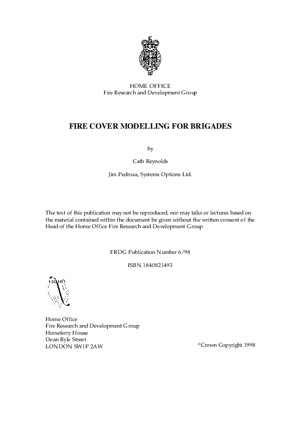 (PDF) Fire Cover Modelling for Brigades