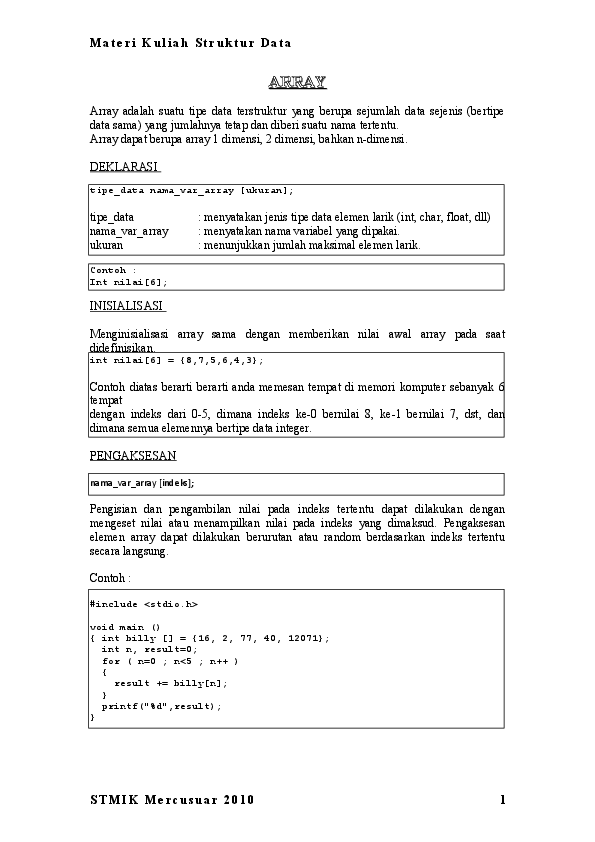 (PDF) Materi Kuliah Struktur Data