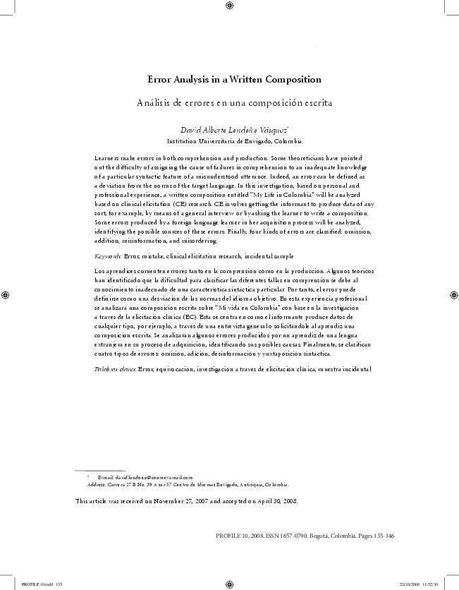 Pdf Error Analysis In A Written Composition Error Analysis In A 3266