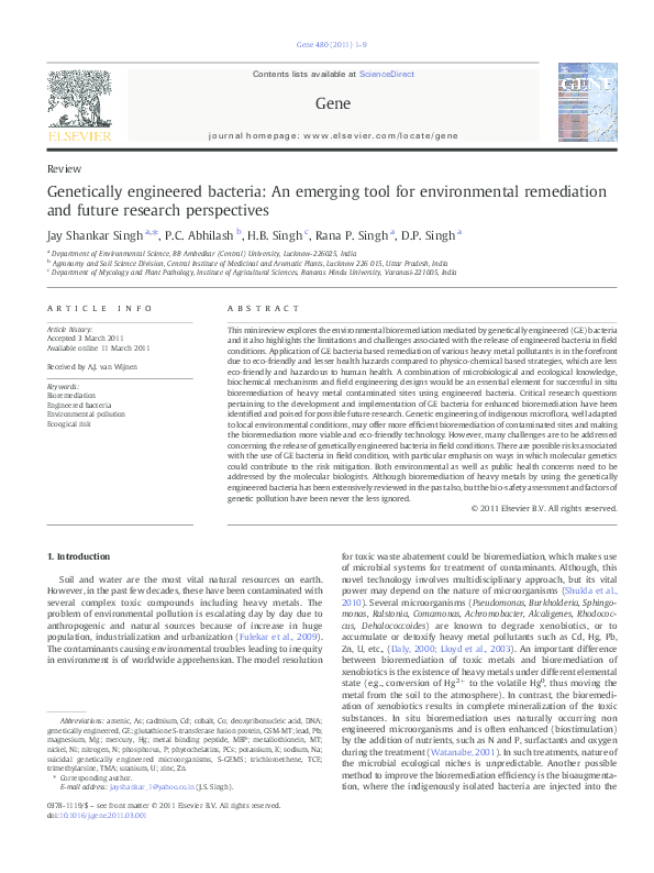 (PDF) Genetically engineered bacteria: An emerging tool for ...
