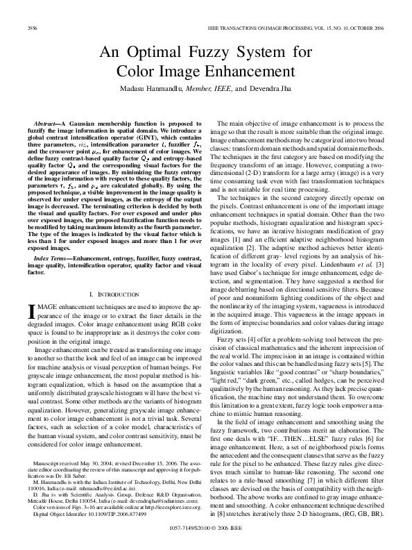 (PDF) An Optimal Fuzzy System for Color Image Enhancement