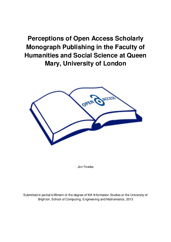(PDF) Perceptions of Open Access Scholarly Monograph Publishing in the ...