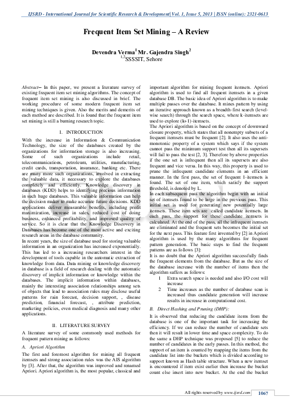 (PDF) Frequent Item Set Mining - A Review