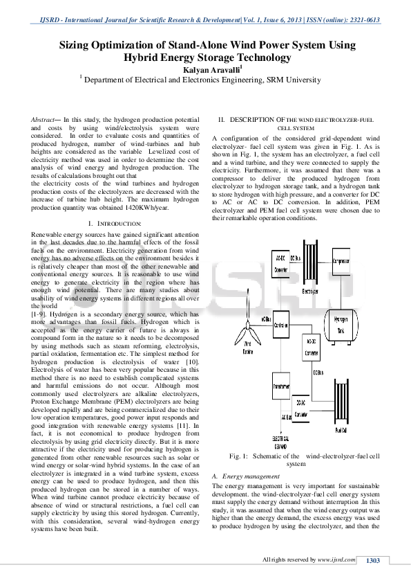 Pdf Sizing Optimization Of Stand Alone Wind Power System Using Hybrid