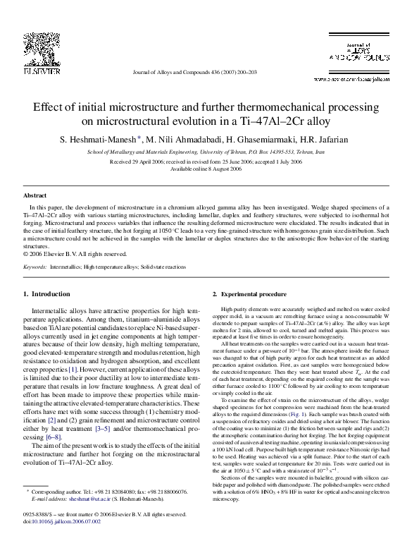 (PDF) Effect of initial microstructure and further thermomechanical processing on ...