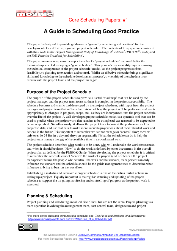 (PDF) Core Scheduling Papers: #1 A Guide to Scheduling Good Practice