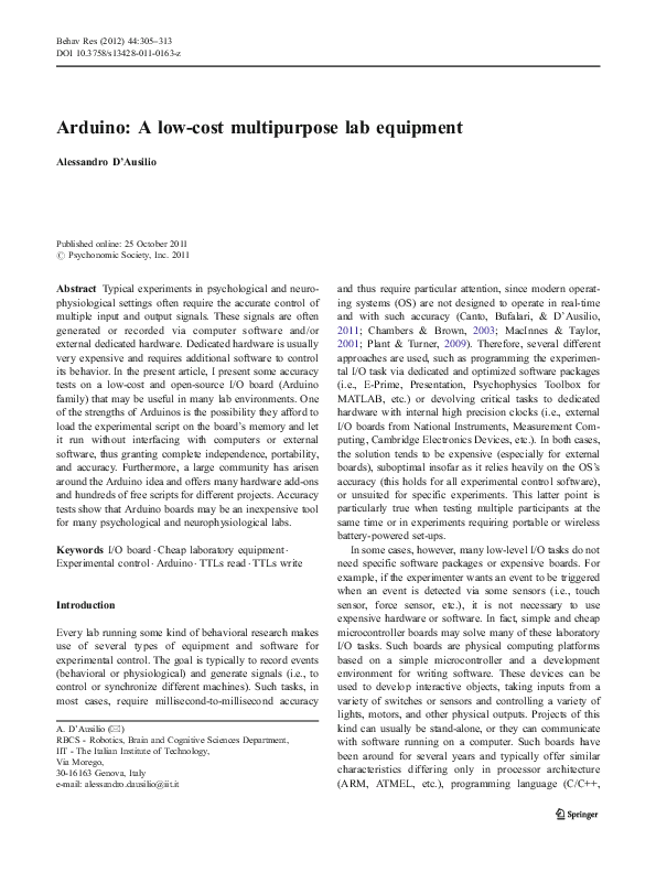 (PDF) Arduino: a low-cost multi purpose lab equipment.