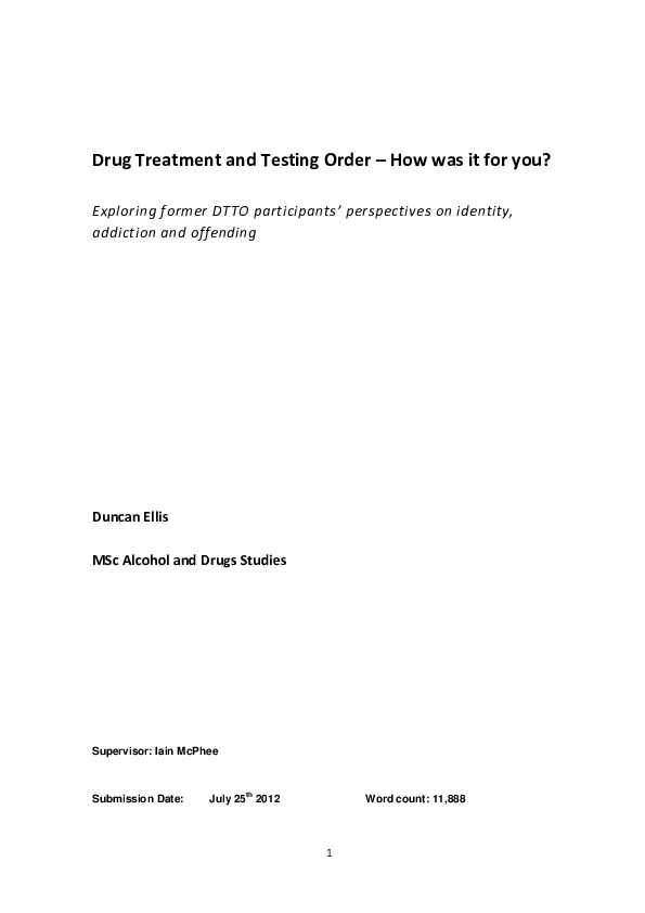 (PDF) Drug Treatment and Testing Order – How was it for you? Exploring ...