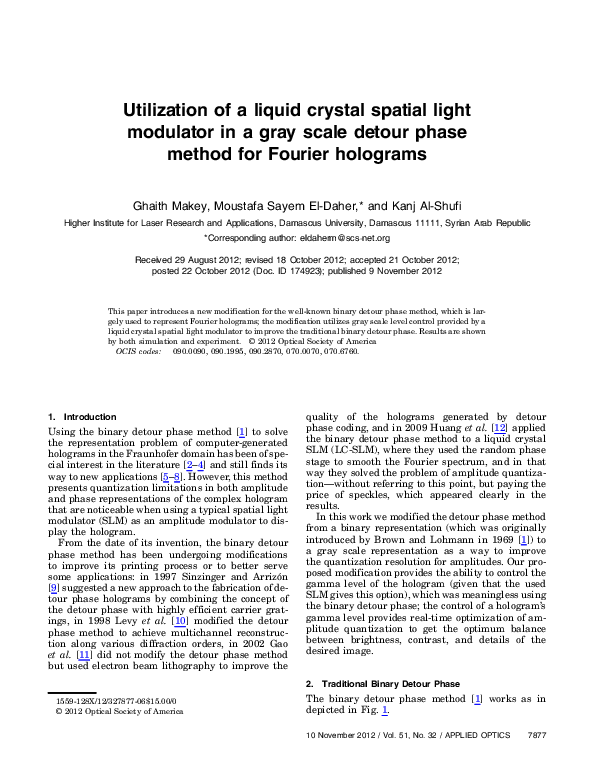 (PDF) Utilization of a liquid crystal spatial light modulator in a gray scale detour phase ...