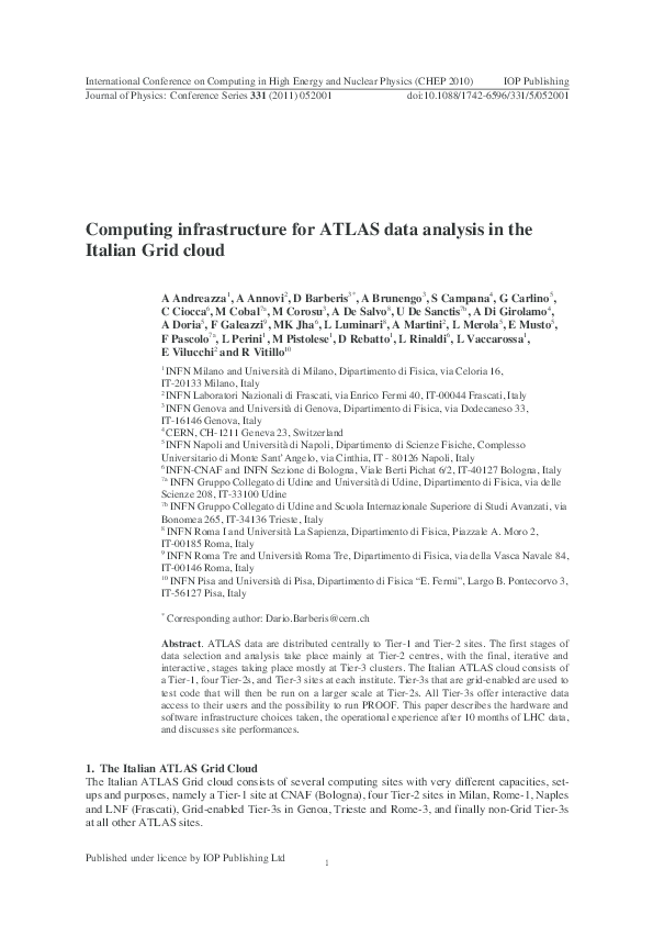 (PDF) Computing infrastructure for ATLAS data analysis in the Italian ...