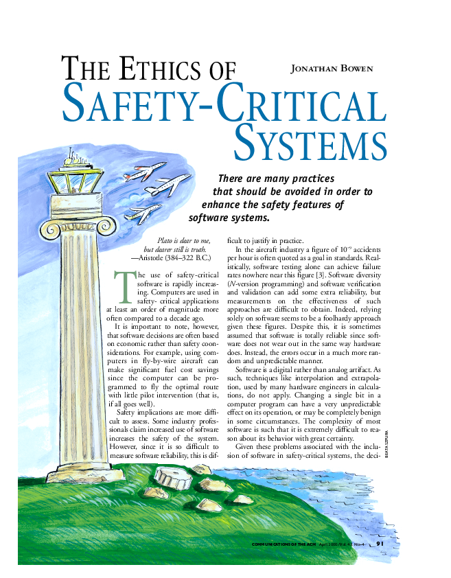 (PDF) Ethics Of Safety Critical Systems
