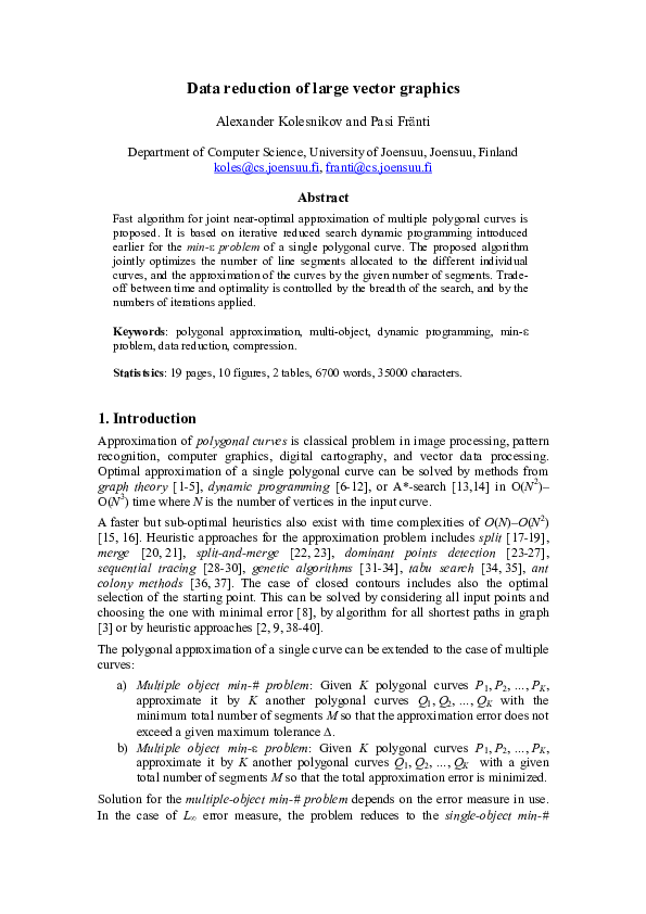 (PDF) Data reduction of large vector graphics