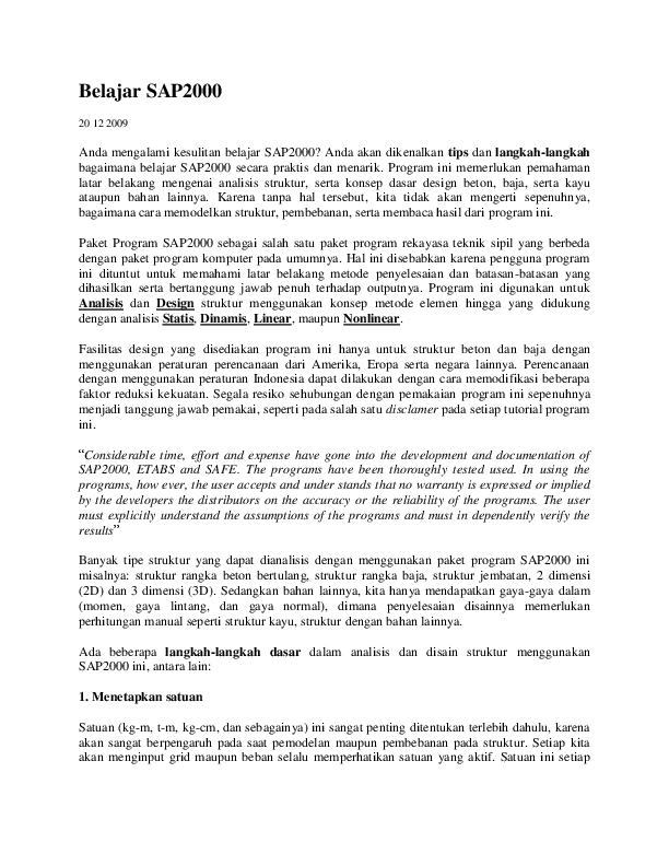 (DOC) Belajar SAP2000