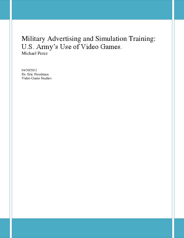 (PDF) Military Advertising and Simulation Training: U.S. Army’s Use of ...