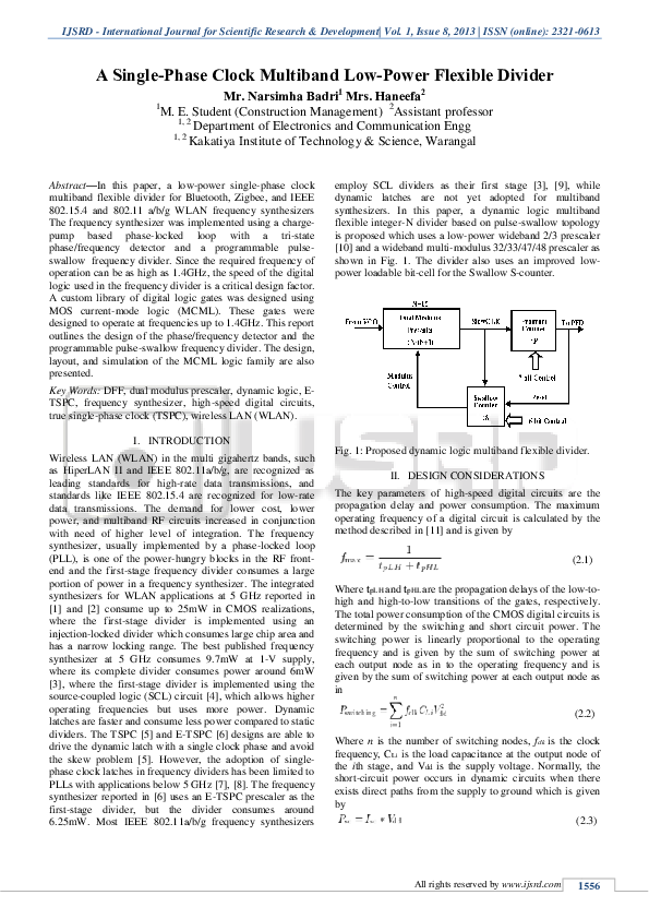 (PDF) A Single-Phase Clock Multiband Low-Power Flexible Divider