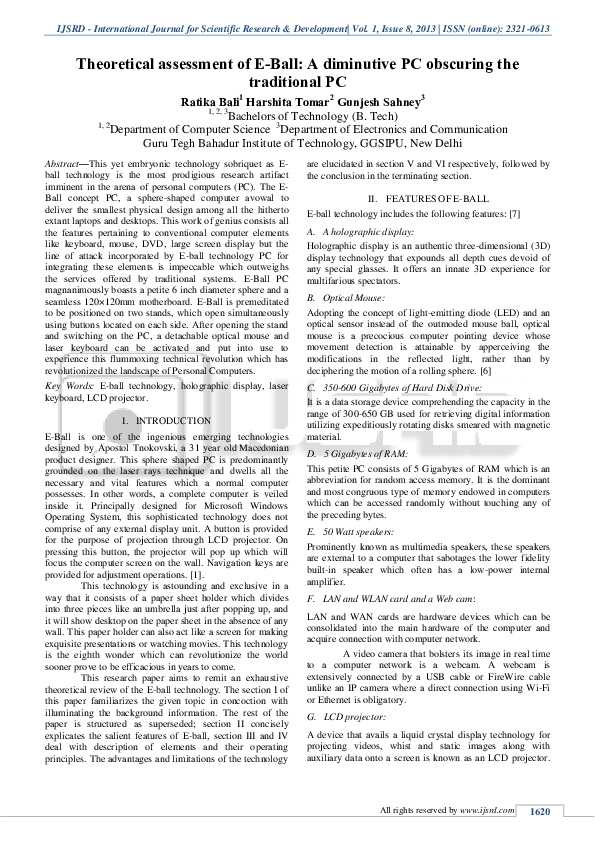 (PDF) Theoretical assessment of E-Ball: A diminutive PC obscuring the ...