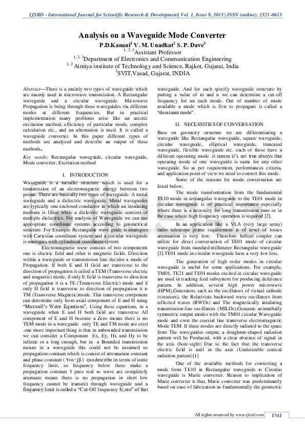 (PDF) Analysis on a Waveguide Mode Converter
