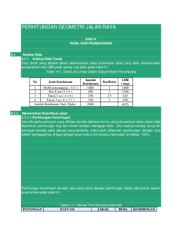 (DOC) PERHITUNGAN GEOMETRI JALAN RAYA