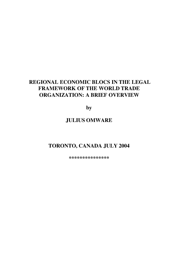 (PDF) Regional Economic Blocs In The Legal Framework Of The WTO: A ...