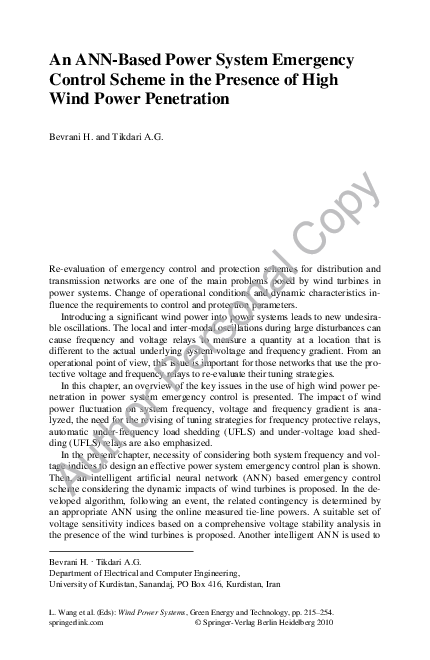 Pdf An Ann Based Power System Emergency Control Scheme In The