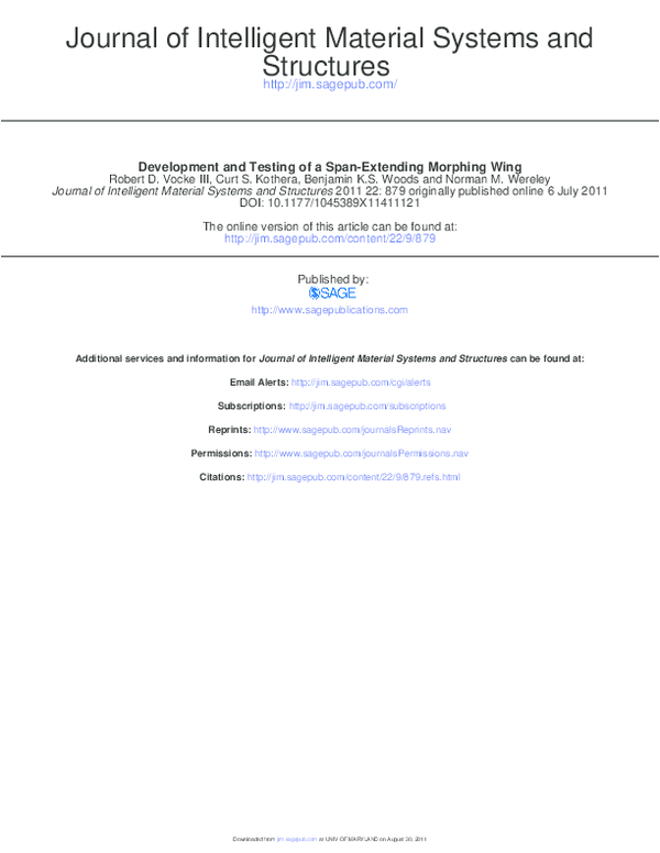 Pdf Development And Testing Of A Span Extending Morphing Wing