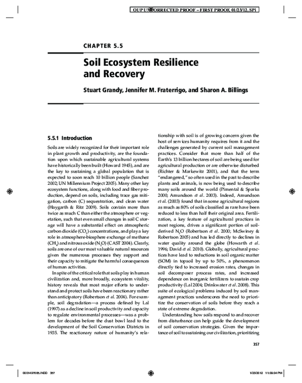 (PDF) Soil Ecosystem Resilience and Recovery