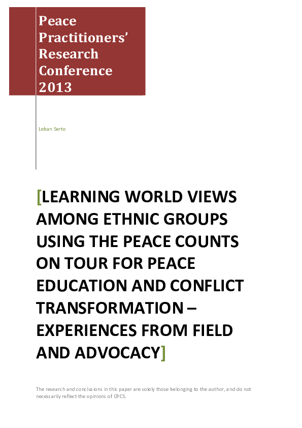 (PDF) Learning worldviews among ethnic groups using the Peace Counts on ...
