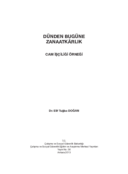 (PDF) Dünden Bugüne Zanaatkarlık: Cam İşçiliği Örneği | Elif Tugba ...