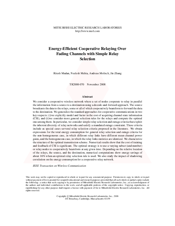 (PDF) Energy-Efficient Cooperative Relaying over Fading Channels with Simple Relay Selection ...
