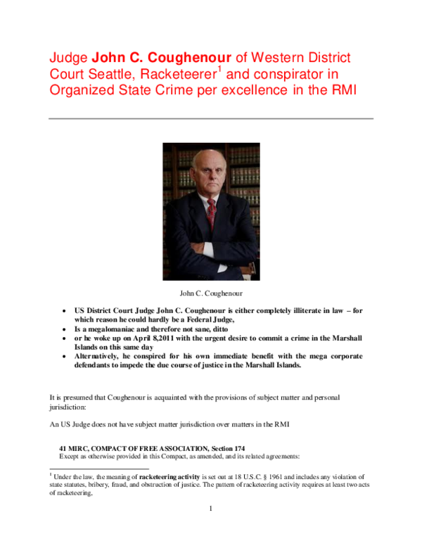 (PDF) US District Judge John C. Coughenour, conspirator and racketeerer ...