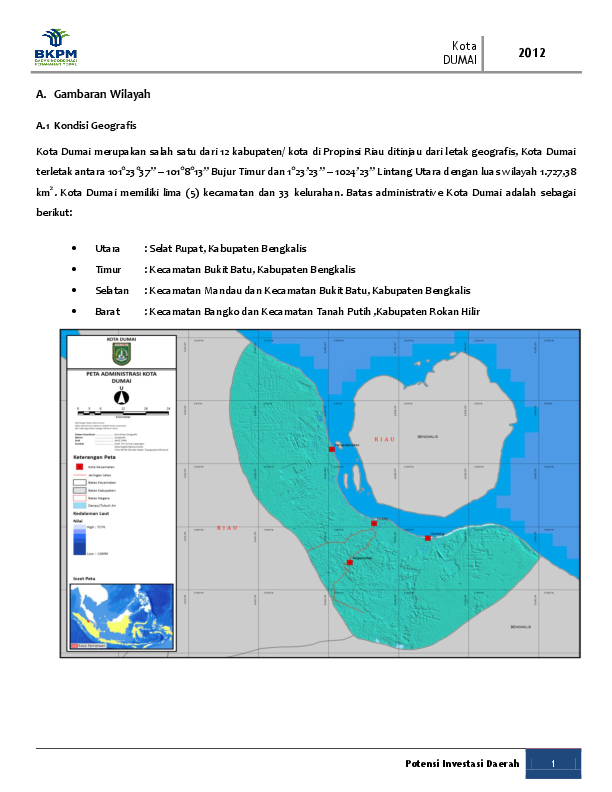 (PDF) Kota DUMAI 2012 A. Gambaran Wilayah
