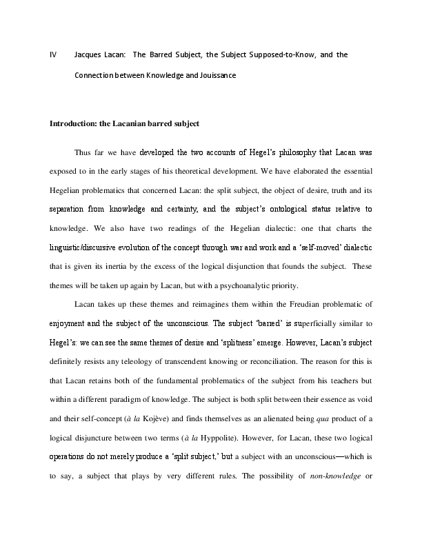 (DOC) Jacques Lacan: The Barred Subject, the Subject Supposed-to-Know ...
