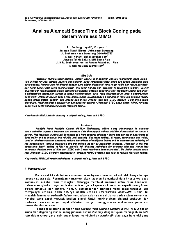 Doc Analisa Alamouti Space Time Block Coding Pada Sistem Wireless Mimo