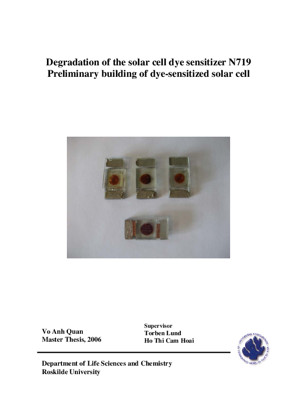 (PDF) Degradation of the solar cell dye sensitizer N719 Preliminary ...