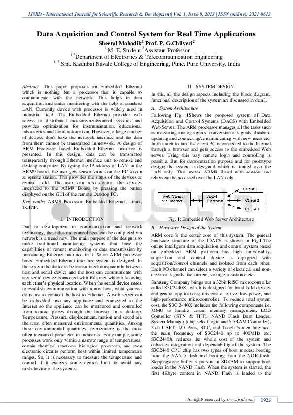 Pdf Data Acquisition And Control System For Real Time Applications Ijsrd International